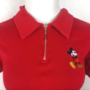 Disney | Tops | Vintage 9s Red Collared Top Mickey Mouse Size L | Poshmark